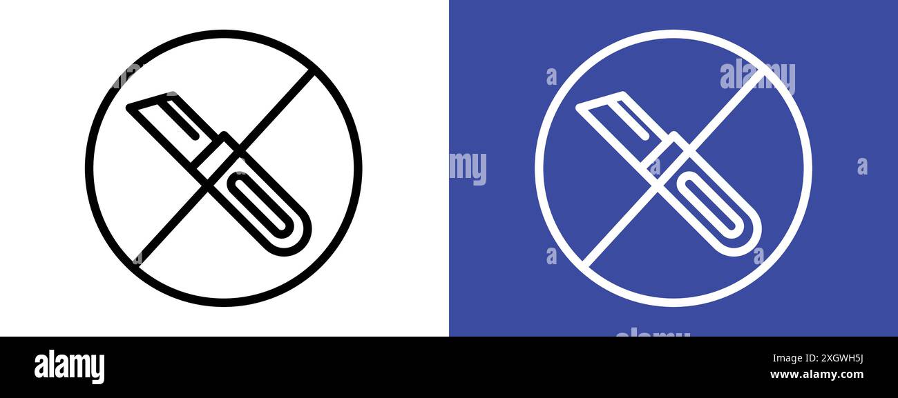 Do not cut sign logo sign vector outline in black and white color Stock ...