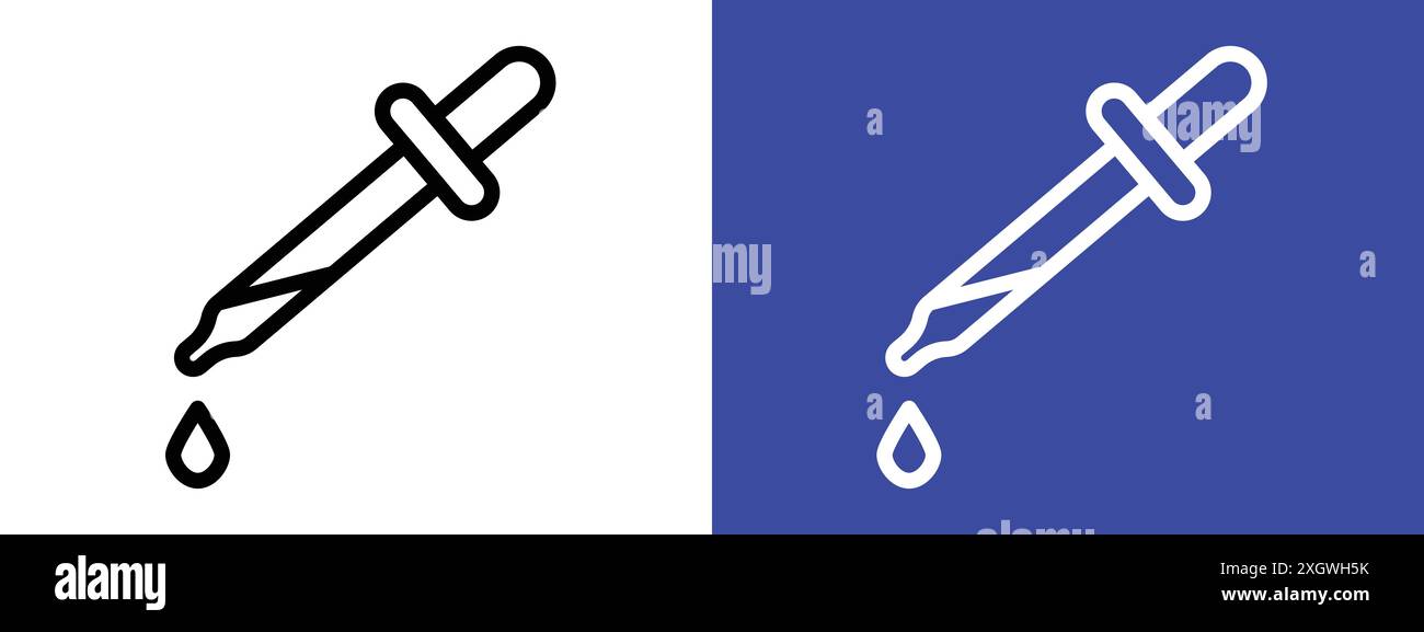 Dropper pipette Icon logo sign vector outline in black and white color ...
