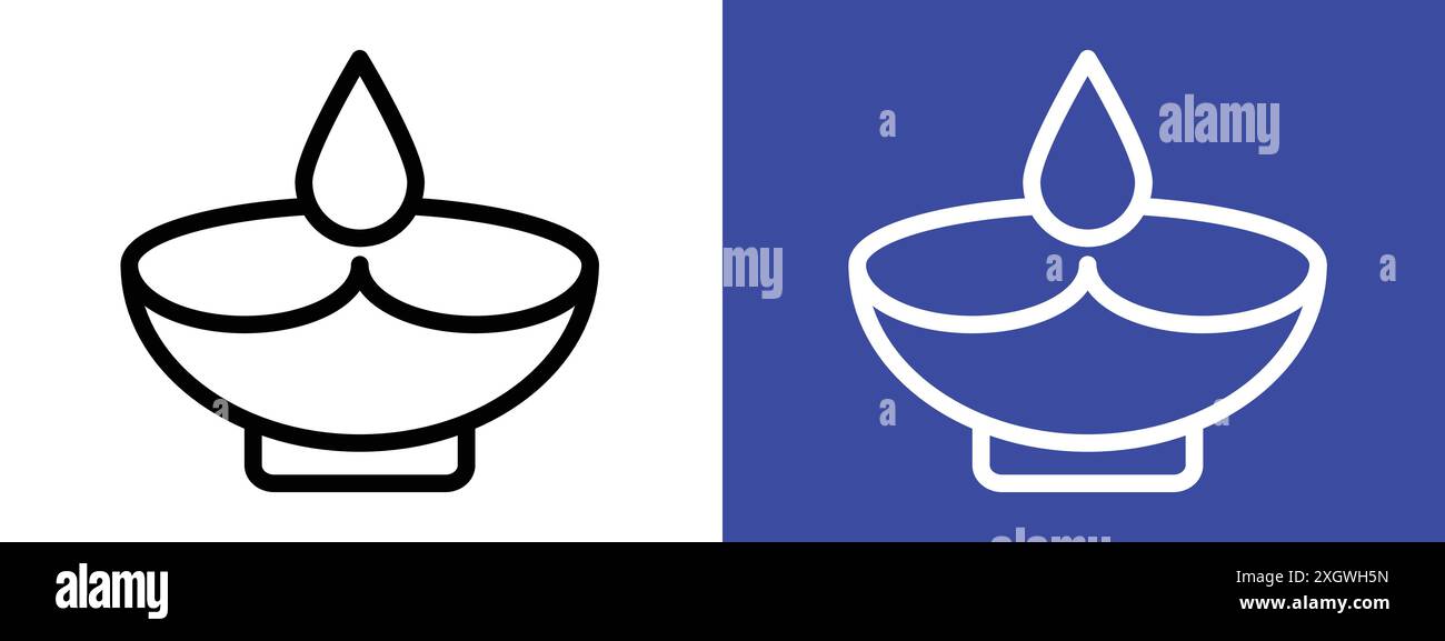 Diya icon logo sign vector outline in black and white color Stock ...