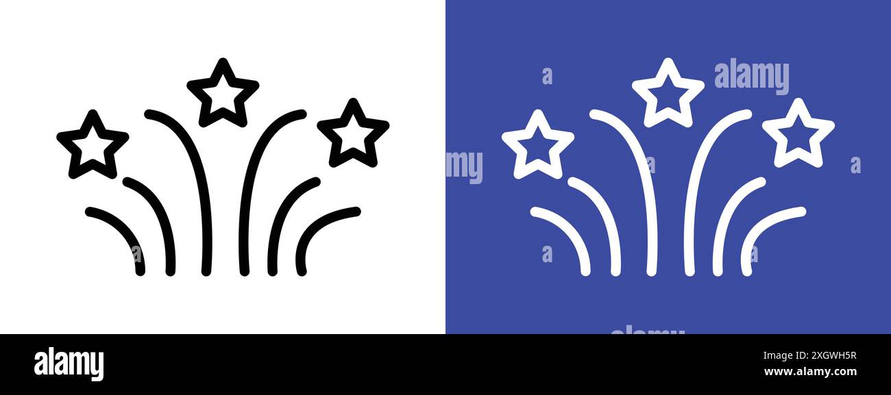 Fireworks icon logo sign vector outline in black and white color Stock ...