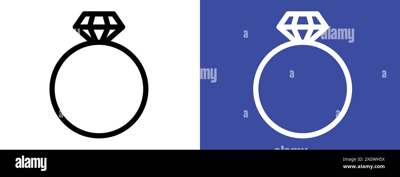 Diamond ring icon logo sign vector outline in black and white color ...