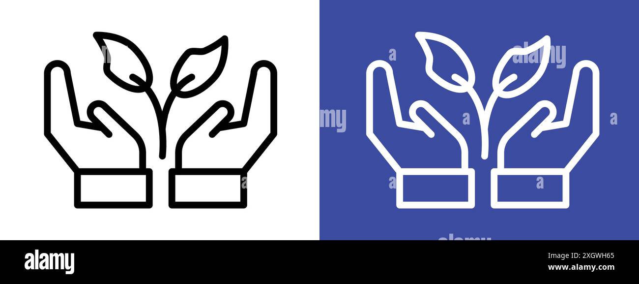 Environment protection icon logo sign vector outline in black and white ...