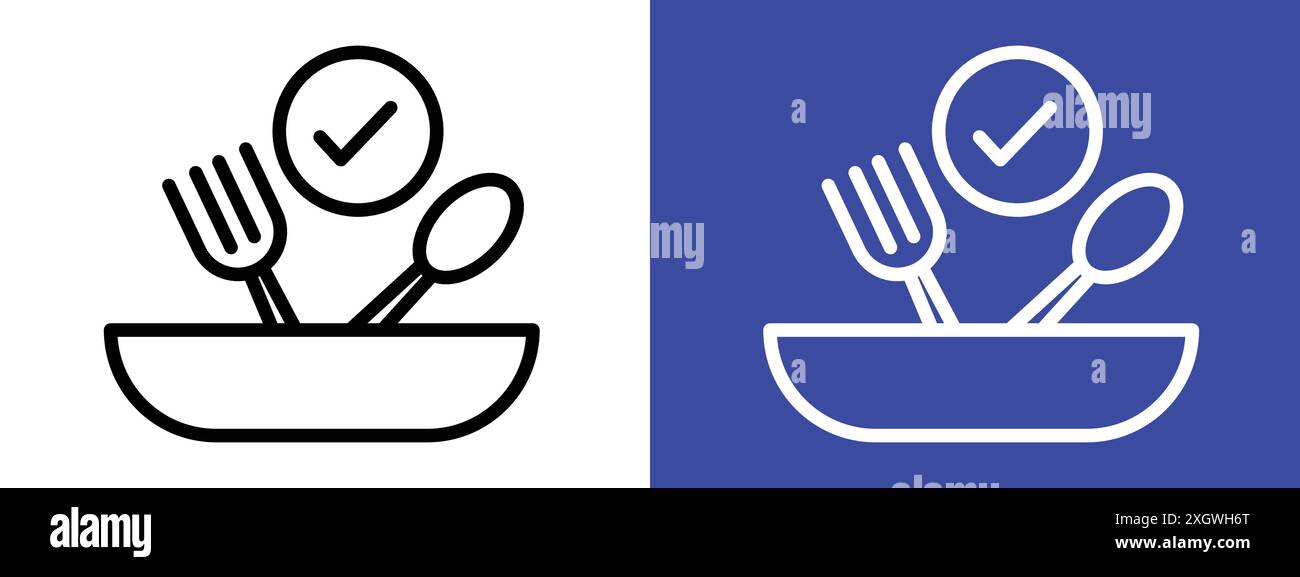 Food safety icon logo sign vector outline in black and white color ...