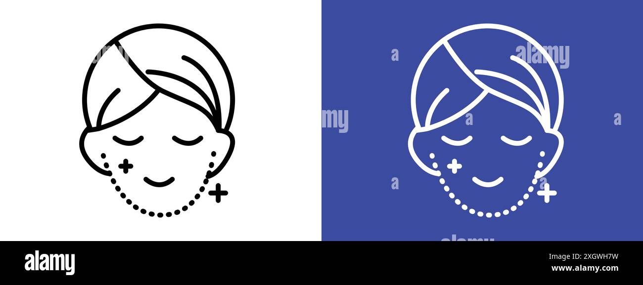 Facelifting procedure icon logo sign vector outline in black and white ...