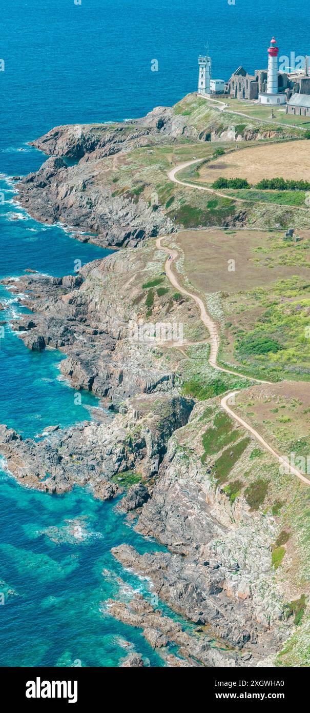 Aerial view of Saint-Mathieu Lighthouse located in Plougonvelin and ...