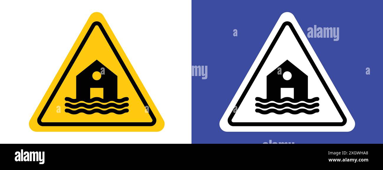 Flood disaster sign logo sign vector outline in black and white color ...