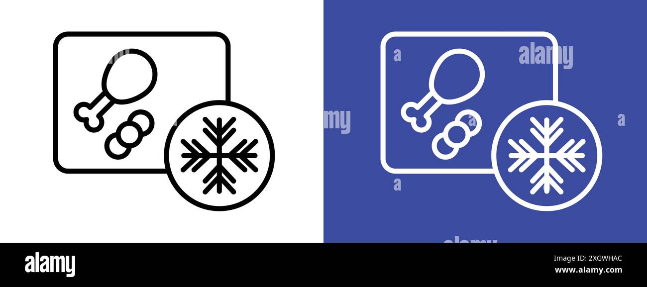 Frozen food icon logo sign vector outline in black and white color ...