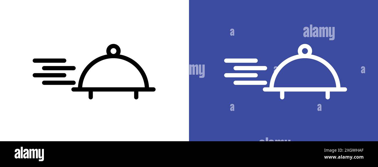 Food delivery icon logo sign vector outline in black and white color ...