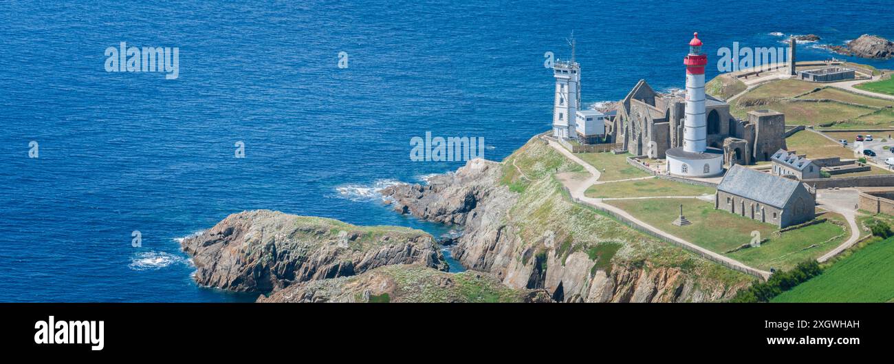 Aerial view of Saint-Mathieu Lighthouse located in Plougonvelin and ...