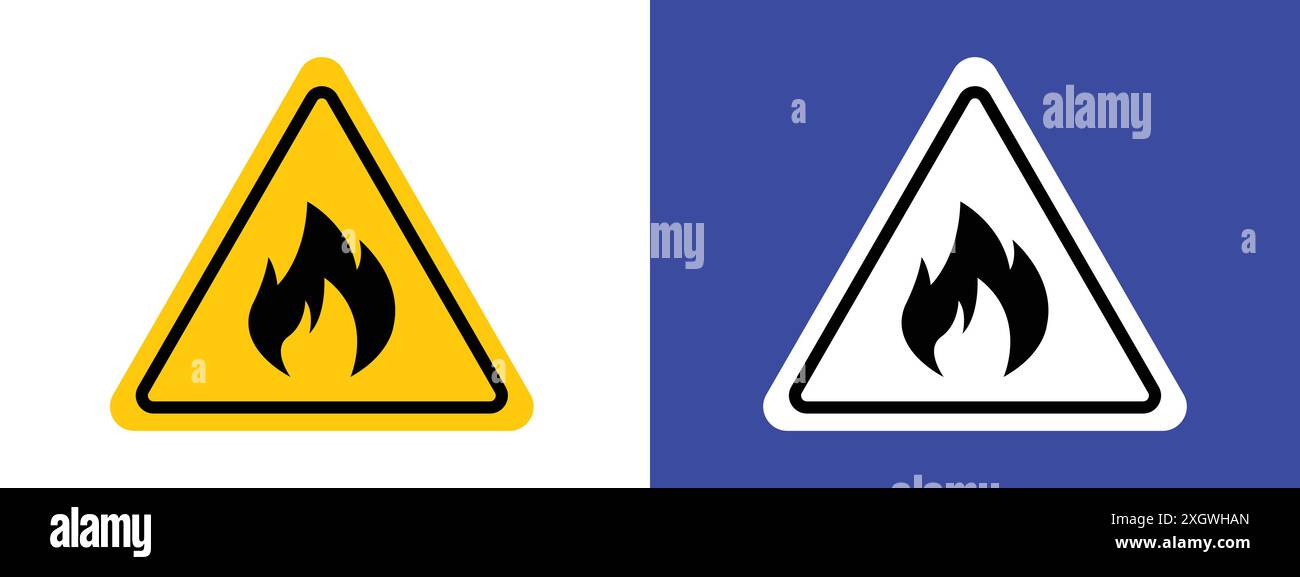 Fire warning sign logo sign vector outline in black and white color ...
