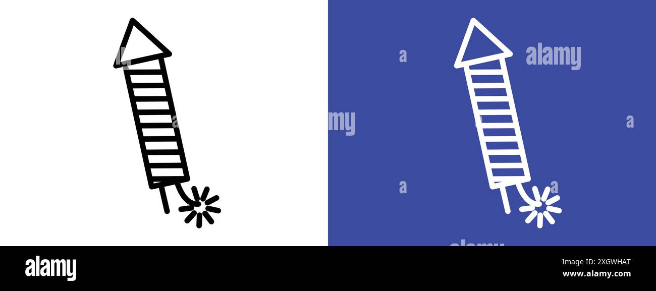 Fireworks rocket sign logo sign vector outline in black and white color ...