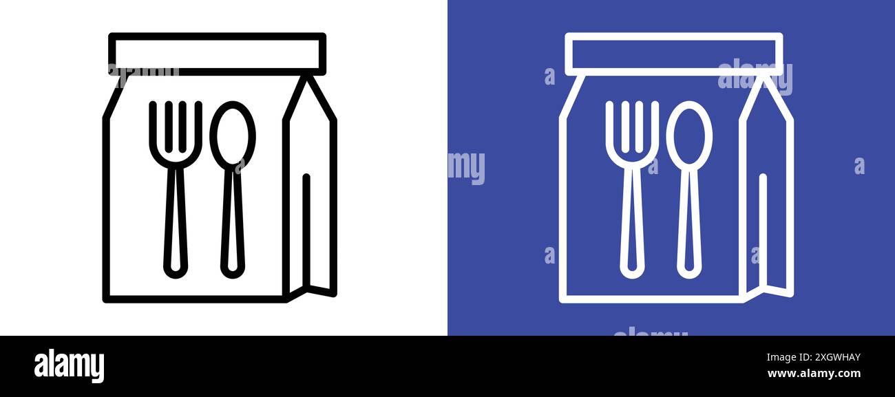 Food delivery paper bag icon logo sign vector outline in black and ...