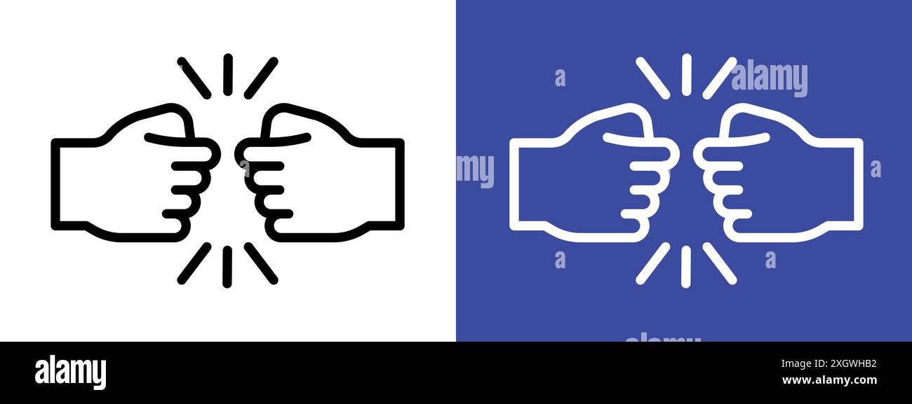 Fist bump icon logo sign vector outline in black and white color Stock ...