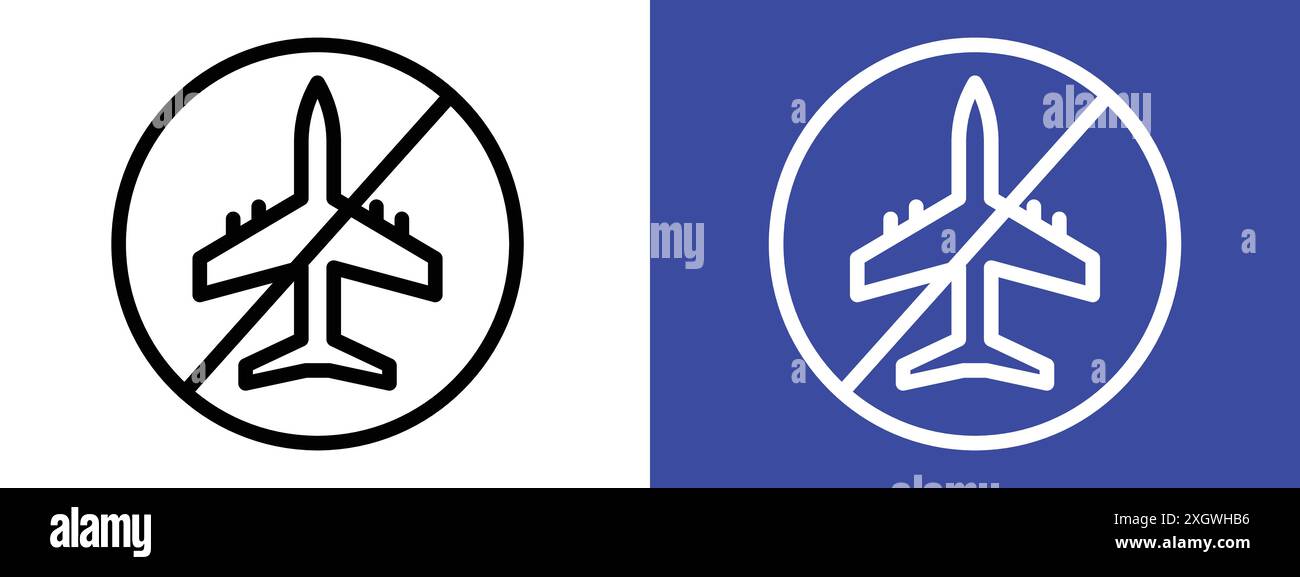 Dont fly sign logo sign vector outline in black and white color Stock ...