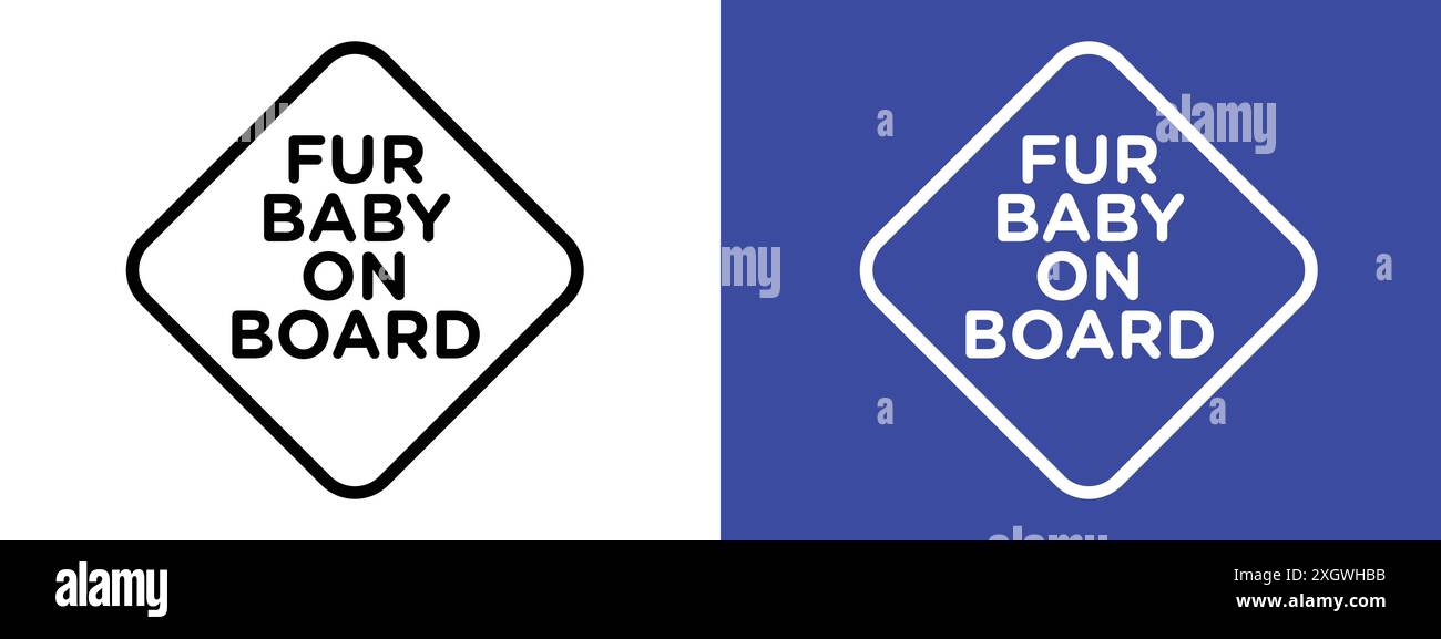 Fur baby on board sign logo sign vector outline in black and white ...