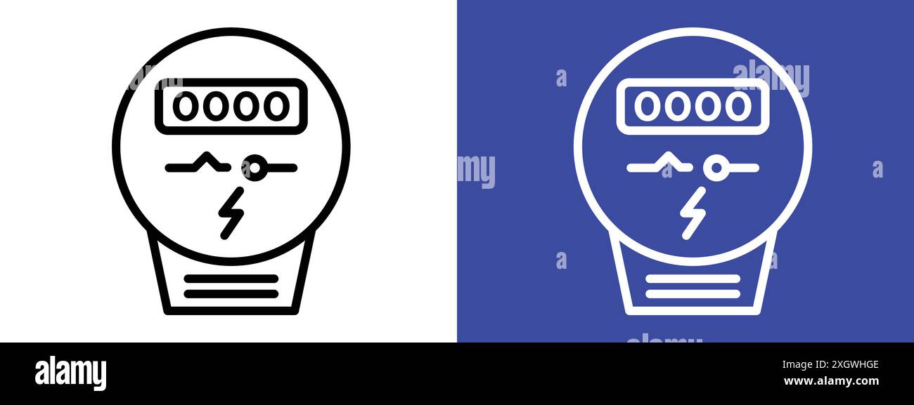 electric meter icon logo sign vector outline in black and white color ...
