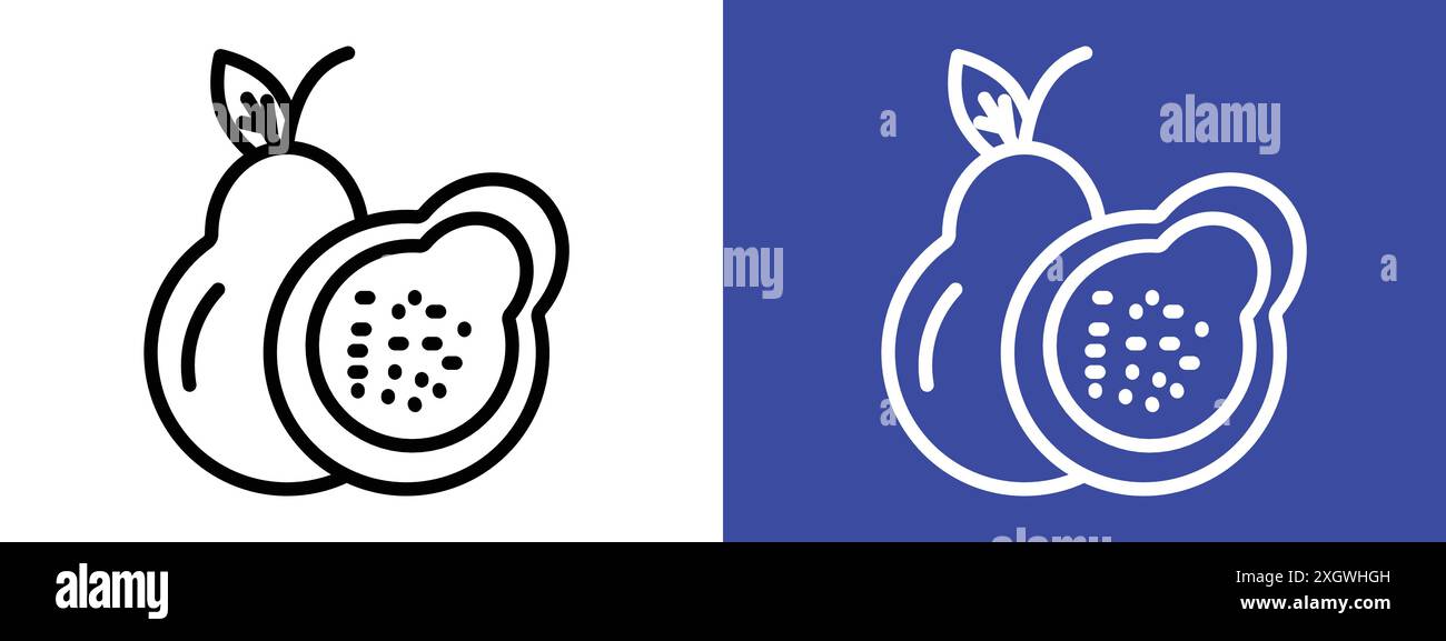 Guava icon logo sign vector outline in black and white color Stock ...