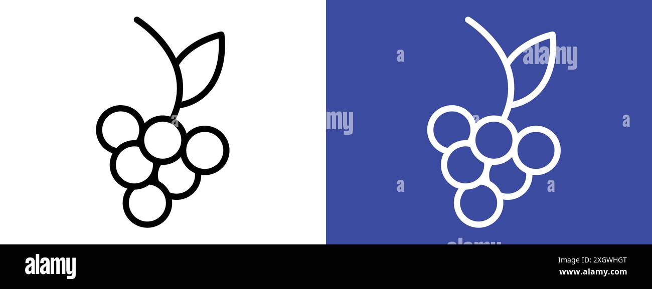 Grape icon logo sign vector outline in black and white color Stock ...