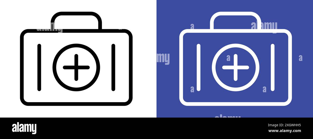 First aid box icon logo sign vector outline in black and white color ...