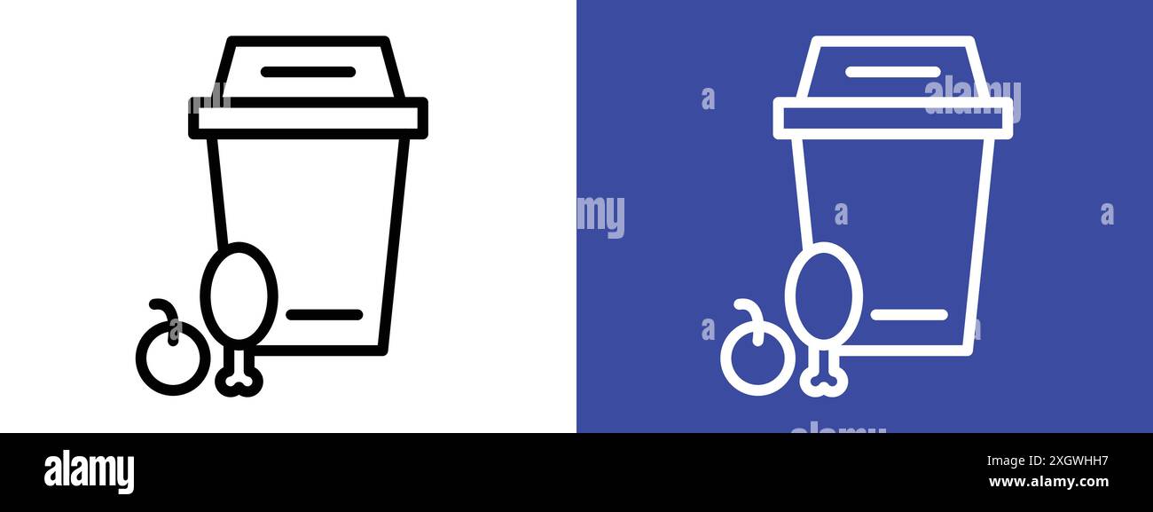 Food waste icon logo sign vector outline in black and white color Stock ...