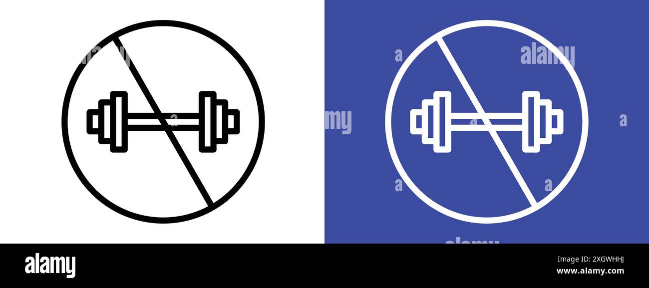 Forbidden barbell sign logo sign vector outline in black and white ...