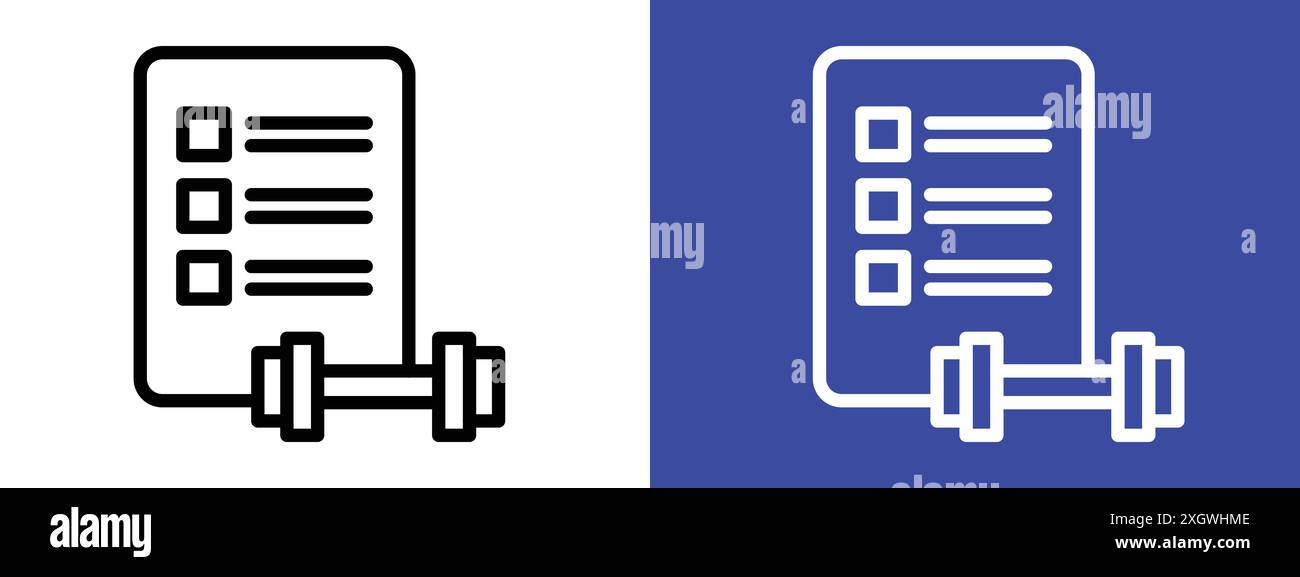 Fitness plan icon logo sign vector outline in black and white color ...