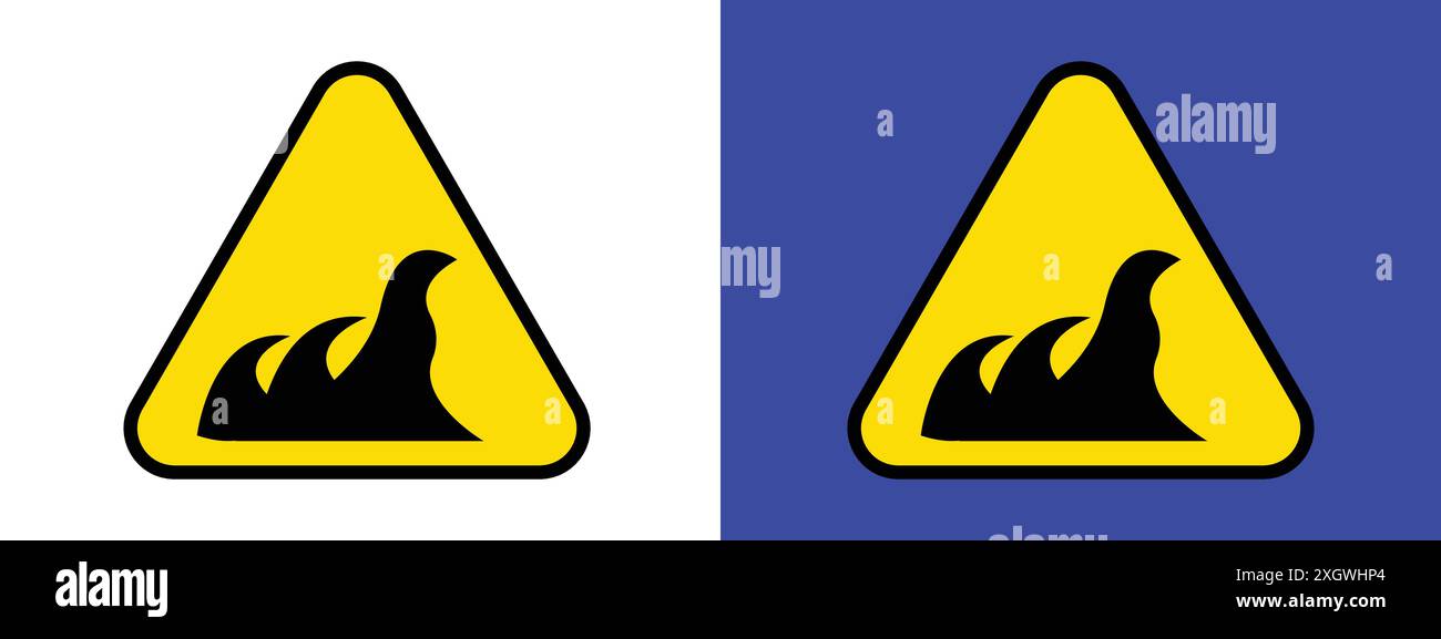 High sea waves warning sign logo sign vector outline in black and white ...