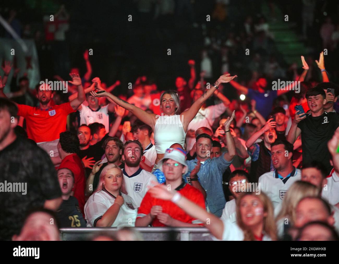 England fans at the AO Arena in Manchester during a screening of the ...