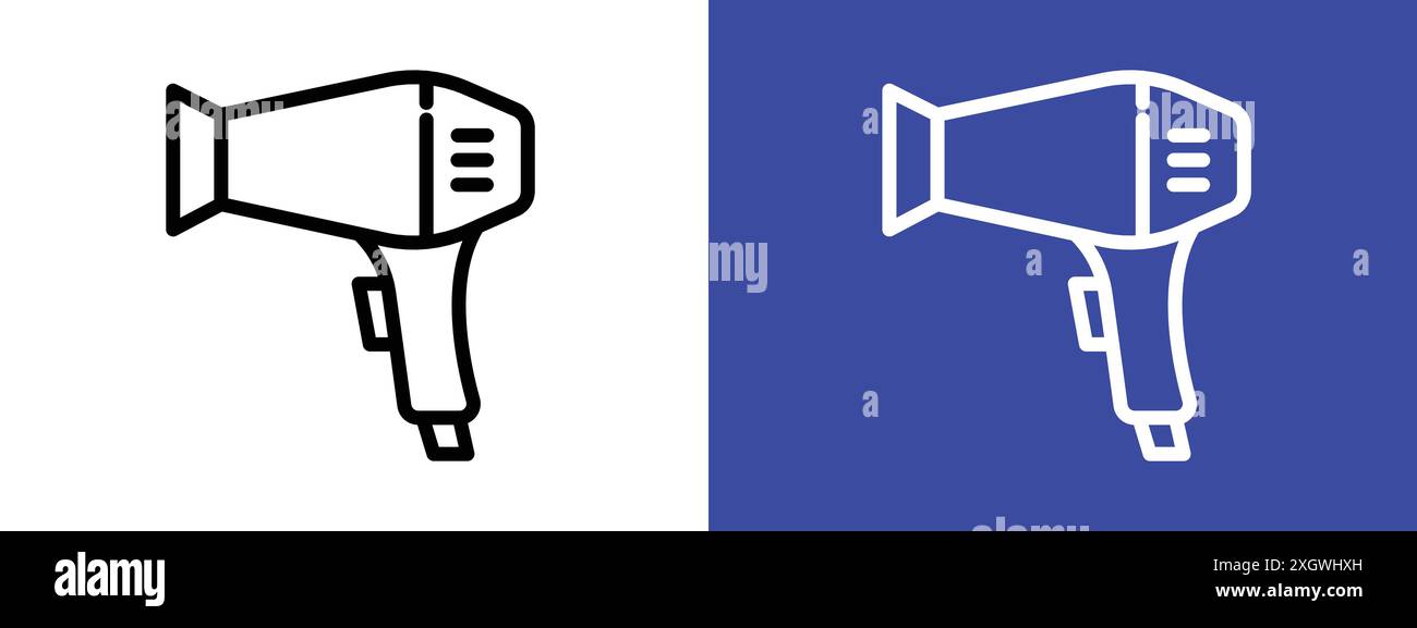 Hair dryer icon logo sign vector outline in black and white color Stock ...