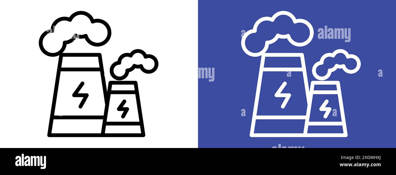 Heat power station icon logo sign vector outline in black and white ...
