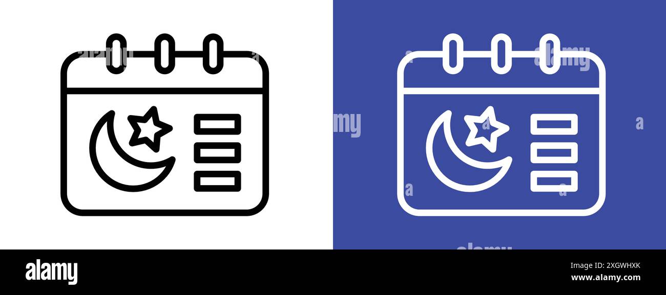 Islamic calendar icon logo sign vector outline in black and white color ...