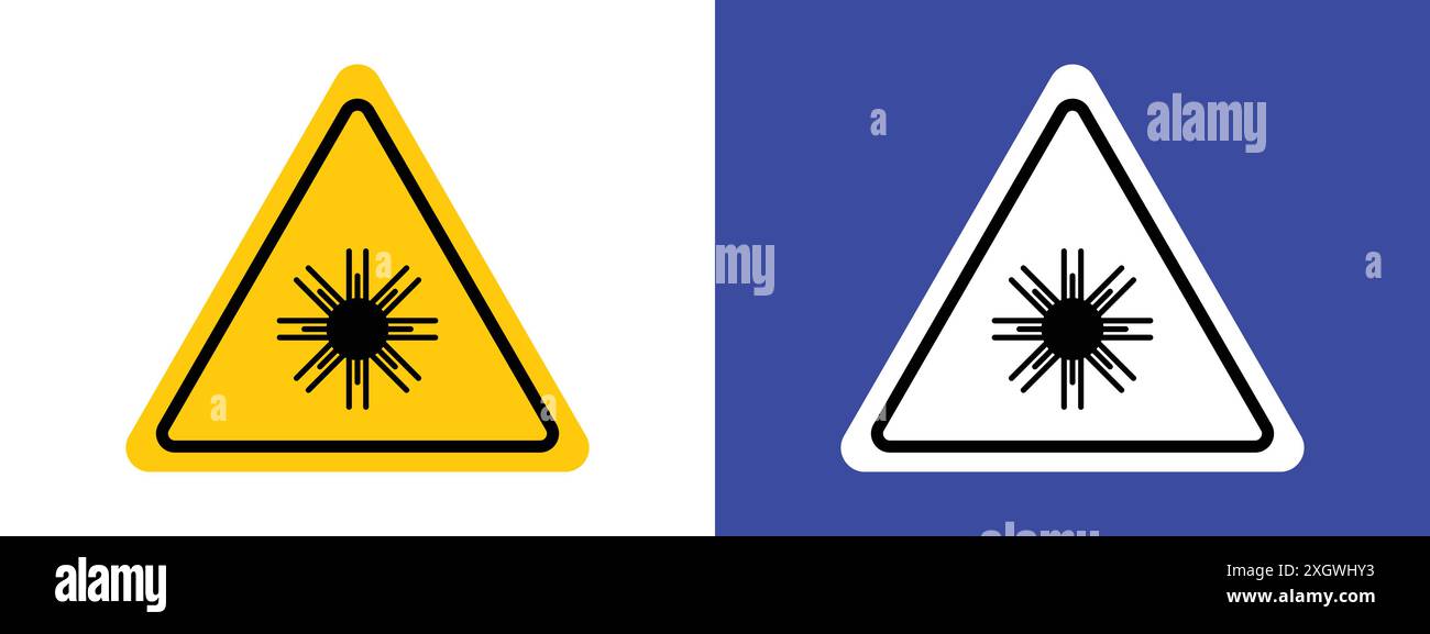 Laser warning icon logo sign vector outline in black and white color ...