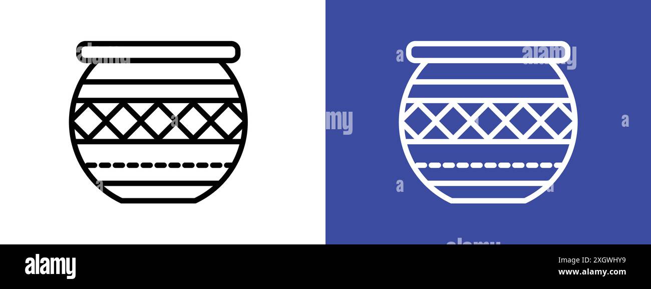 Indian pot icon logo sign vector outline in black and white color Stock ...