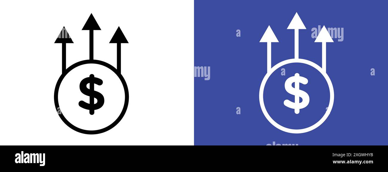 Interest growth icon logo sign vector outline in black and white color ...