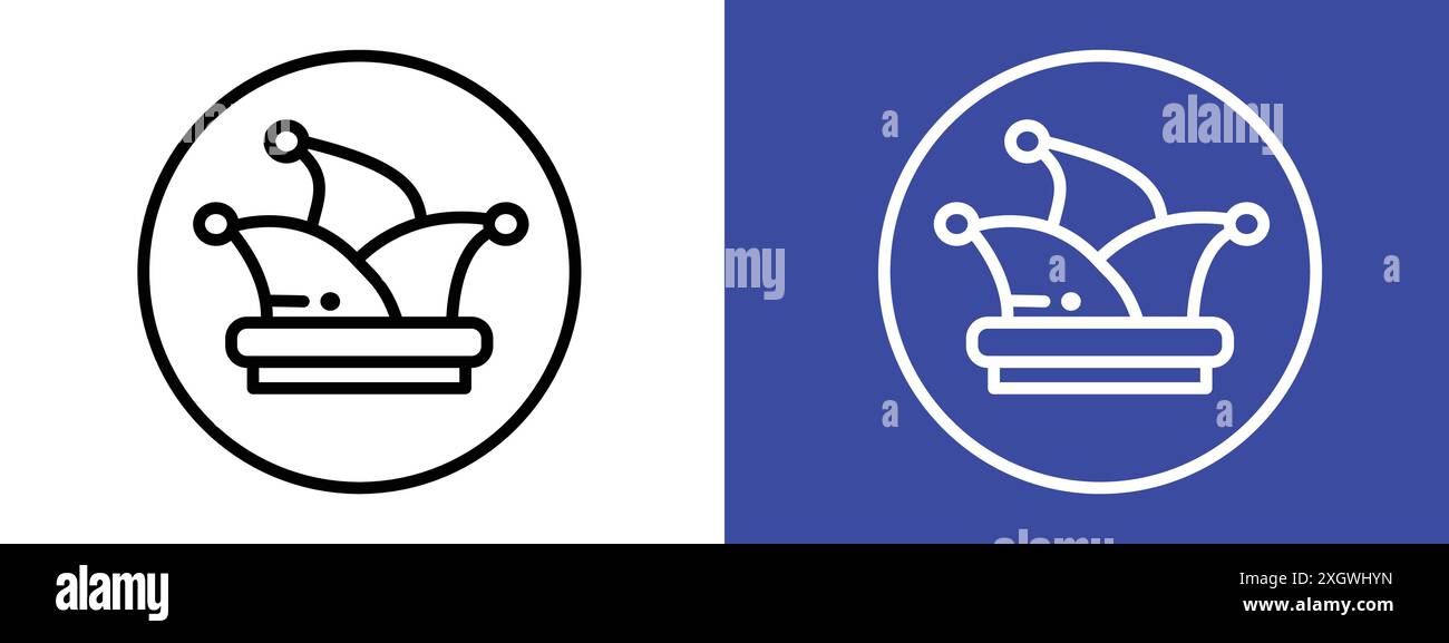 Jester hat icon logo sign vector outline in black and white color Stock Vector Image & Art - Alamy