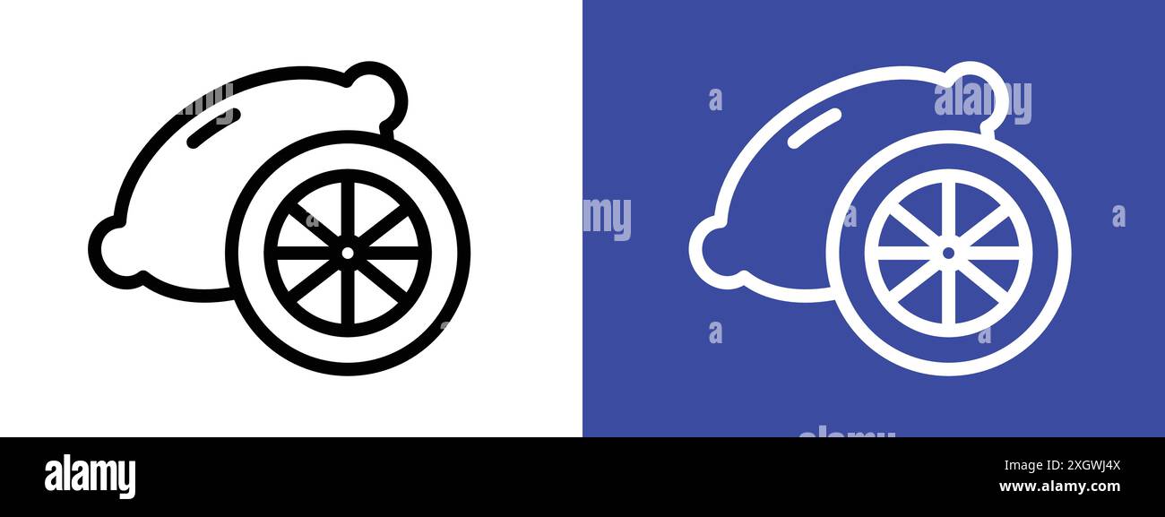 Lemon icon logo sign vector outline in black and white color Stock ...