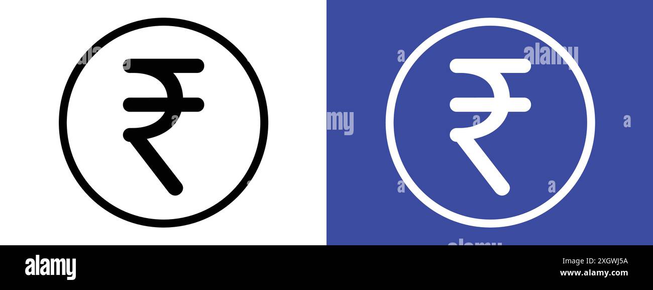 Indian rupee icon logo sign vector outline in black and white color ...