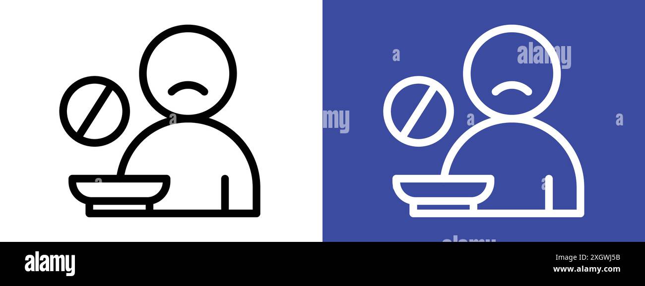 Lack of appetite icon logo sign vector outline in black and white color ...