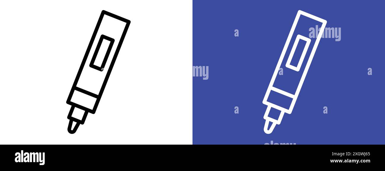 Marker icon logo sign vector outline in black and white color Stock ...