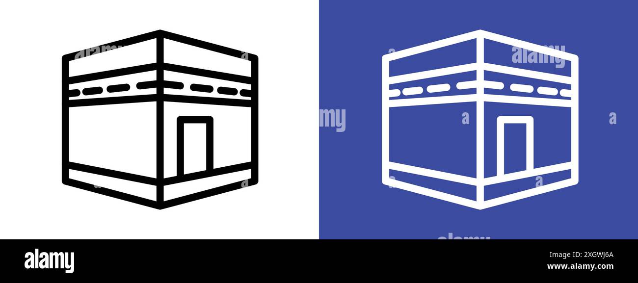 Kaaba icon logo sign vector outline in black and white color Stock ...