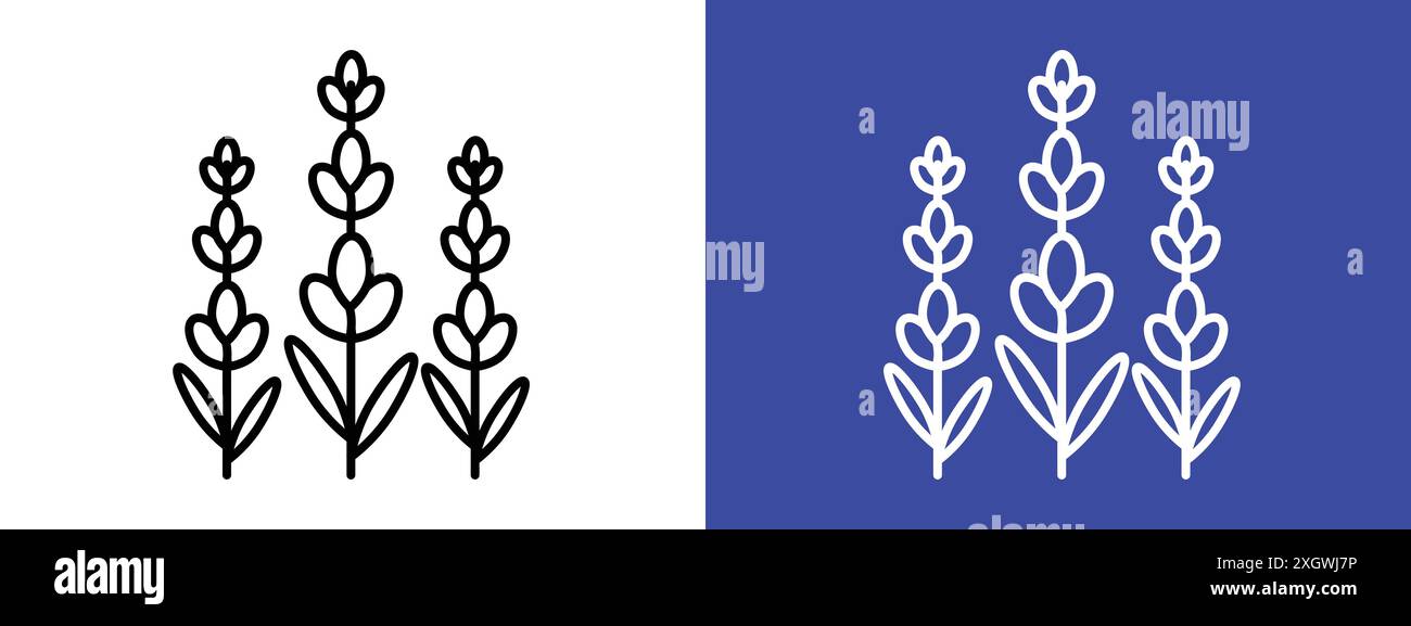 Lavender icon logo sign vector outline in black and white color Stock ...