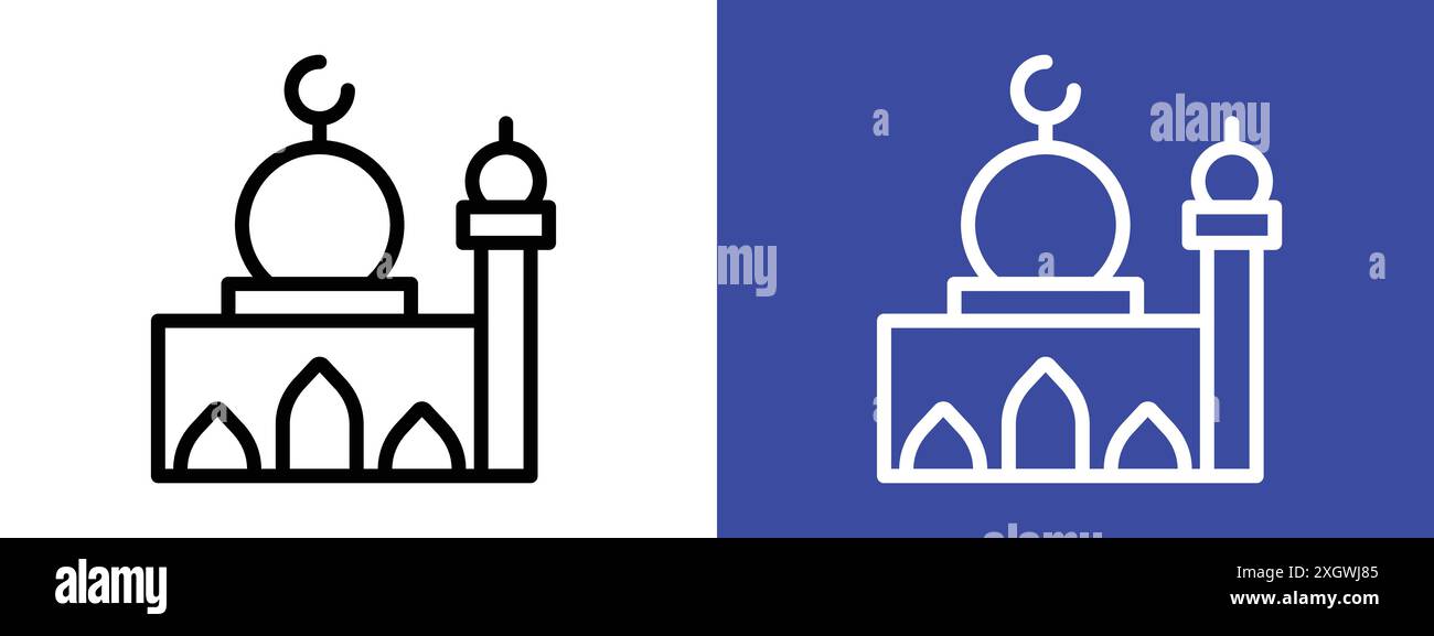 Mosque icon logo sign vector outline in black and white color Stock ...