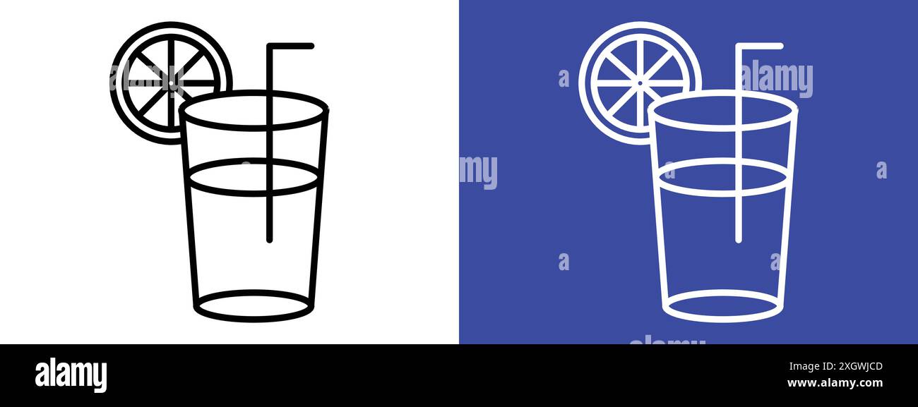 Lemonade icon logo sign vector outline in black and white color Stock ...