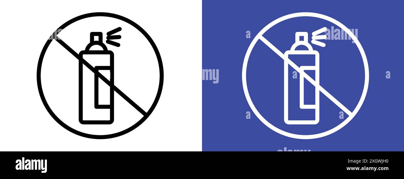 No aerosol spray sign logo sign vector outline in black and white color ...
