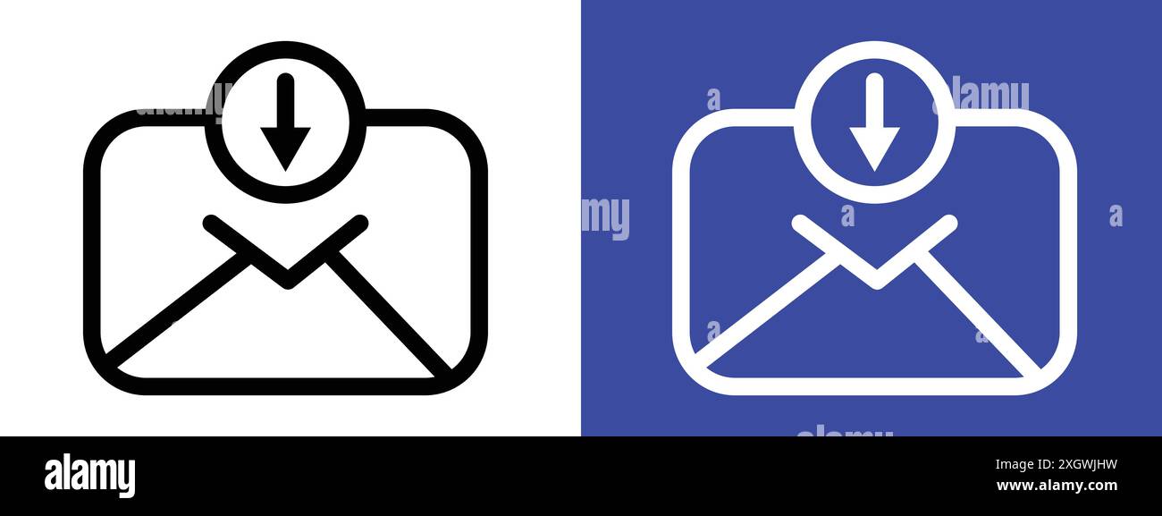 Inbox icon logo sign vector outline in black and white color Stock ...