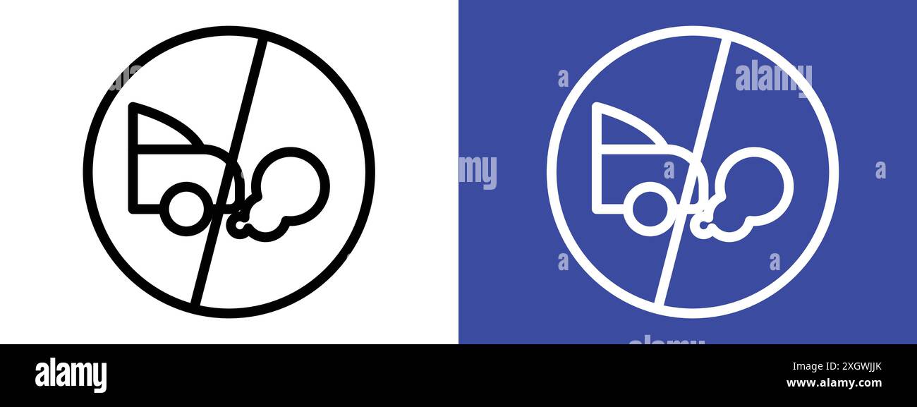 No exhaust gases sign logo sign vector outline in black and white color ...