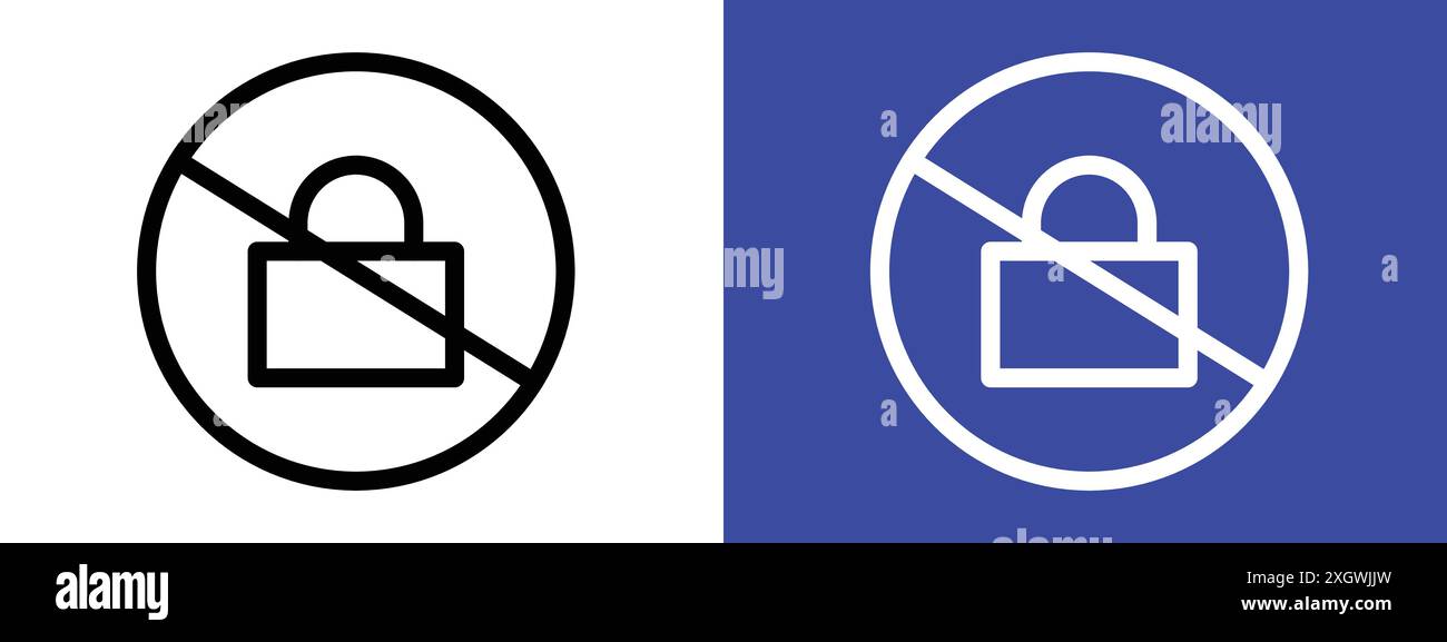 No lock sign logo sign vector outline in black and white color Stock ...