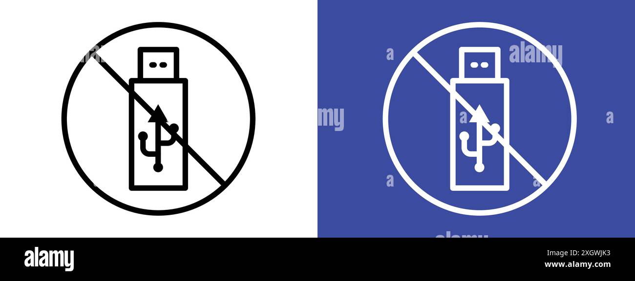 No USB flash drive sign logo sign vector outline in black and white ...