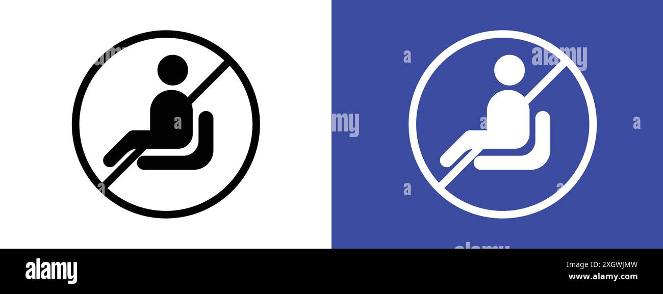 No sitting sign logo sign vector outline in black and white color Stock ...