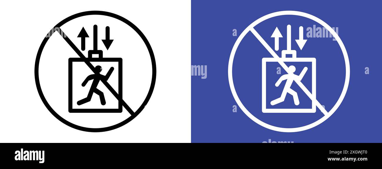 No elevator sign logo sign vector outline in black and white color ...